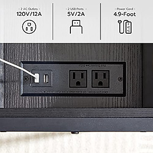 HOOBRO Side Table, Flip End Table with Charging Station and Shelves, USB Ports & Power Outlets, Narrow Nightstand for Small Spaces, Stable and Sturdy, for Living Room, Black BK341BZ01