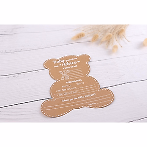 Baby Shower Games - Boy or Girl - We Can Bearly Wait Teddy Bear Baby Shower Advice Cards for Parents to Be - Set of 50 - Woodland Baby Shower Games (Teddy Bear)