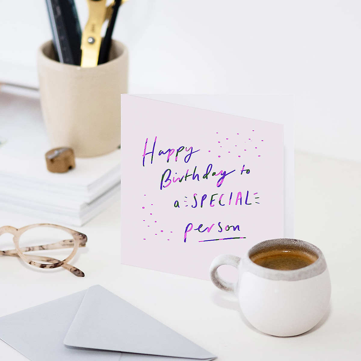 Old English Co. Special Person Birthday Card - Neon Purple Birthday Card for Women| Sparkles| Blank Inside & Envelope Included