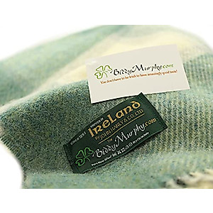 Biddy Murphy, Genuine Irish 100% Wool Plaid Blankets, Soft & Warm Lambswool Knee Throw/Toss Size 54" x 45" Inches, Imported from Ireland, Green/White