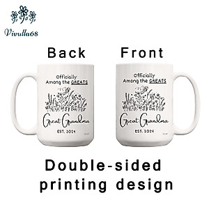 Vivulla68 Ceramic Mug - Great Grandma 2024, 425.243g, Microwave Safe, for Hot Drinks, Mother's Day, Pregnancy Announcement Gift