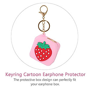 Bag Organizer for Purse 4pcs Key Earbuds Gift Bag Keyring Coin Earphone Purse Mini Girls Cartoon Wireless Women with Headphones Protector Headphone Strawberry Cover Covers for