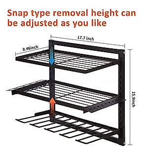 QUKEEO Power Tool Organizer,Power Tool Organizer Wall Mount & Drill Holder Wall Mount Garage Storage Rack,Open design, ideal for hand-held and power tool storage.(Black)