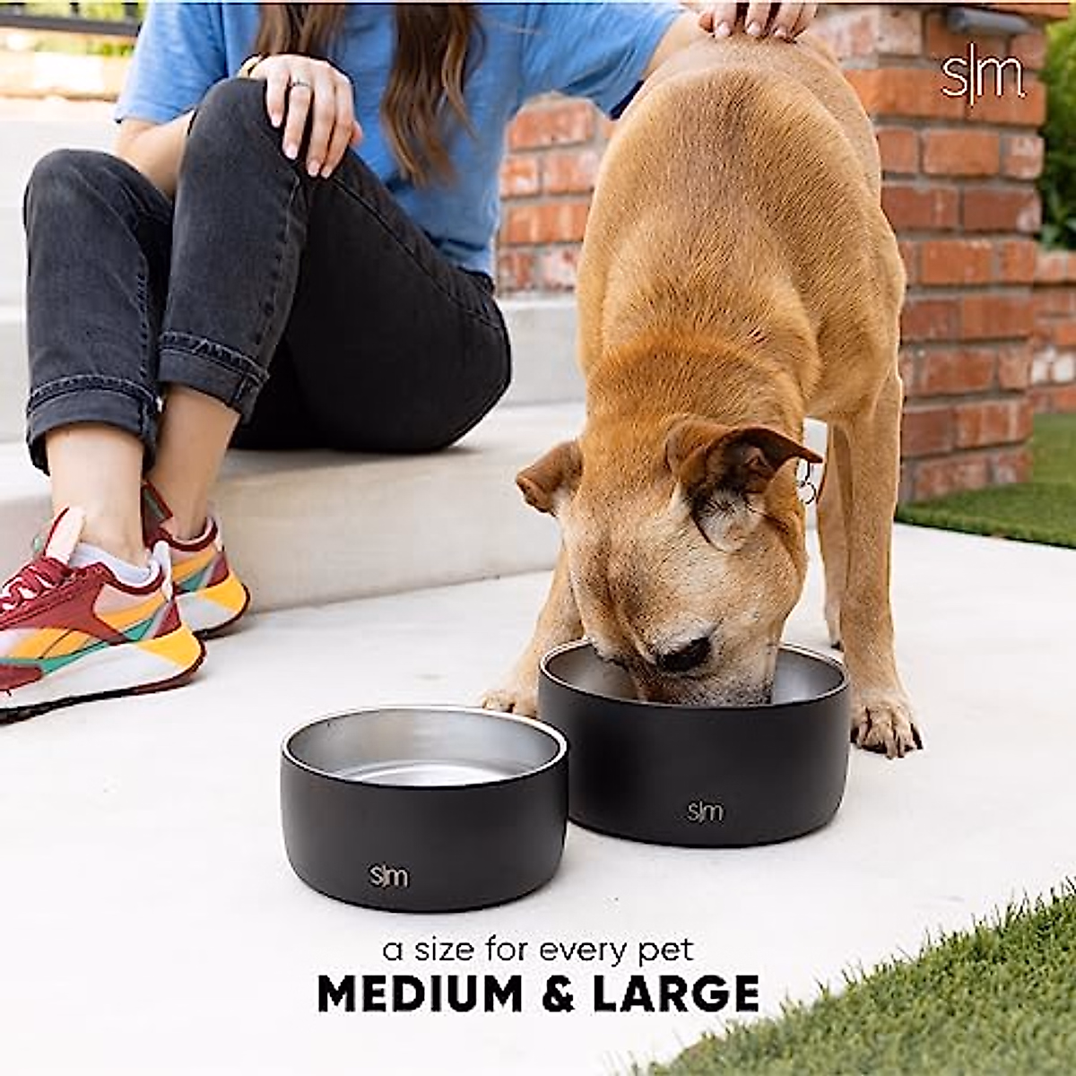 Simple Modern Stainless Steel Pet Water Bowl for Dogs & Cats | Reusable Insulated Stainless Steel Food Bowls for Dog Cat | No Tip No Slip BPA Free | Bentley Collection | Medium (32oz) | Blush