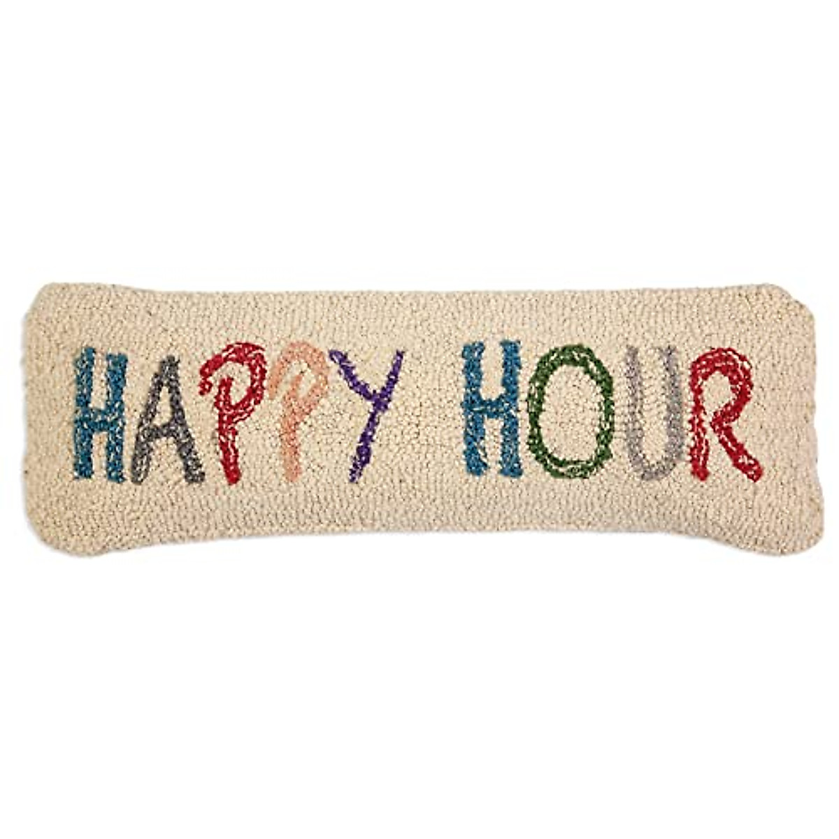 Chandler 4 Corners Artist-Designed Happy Hour Hand-Hooked Wool Decorative Throw Pillow (8” x 24”) Pub & Bar Pillow for Couches & Beds- Easy Care & Low Maintenance Pillow for Restaurants or Homes