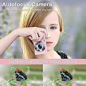 Digital Camera, Kids Camera with 32GB Sd Card, Autofocus FHD 1080p 48MP Compact Camera with 16x Digital Zoom, Vlogging YouTube Camera for Kids, Teens, Students, Girls, Boys, Adults, Beginners