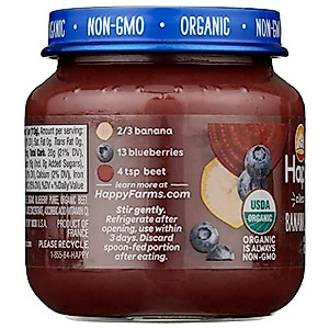 HAPPY BABY Organic Stage 2 Bna Blbry Beet Baby Food, 4 OZ