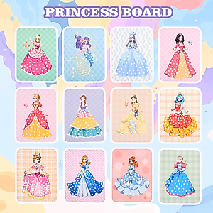 Nsuebck Poke in Art Kits for Girls - Easter Basket Stuffers Fabric Poking Crafts with 12 Princess Boards - Mess-Free Birthday Gifts for Kids Ages 4 5 6 7 8