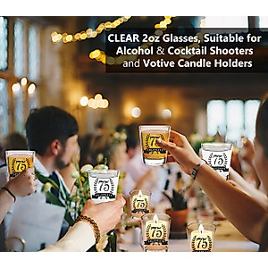 Bisyata 75th Birthday Gifts or 75th Birthday Decorations for Women and Men - 75 Celebrate - 75th Birthday Shot Glass Set - 75 Year Old Birthday Gift - 2oz Set of 2 - With Gift Box