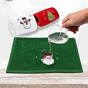 Large Size 16" x 27" Christmas Hand Towels, 100% Pure Cotton Bathroom Decorative Towels Soft Washcloths Kitchen Hand Towels Perfect Christmas Decor, Pack of 3 (Red, White, Green)