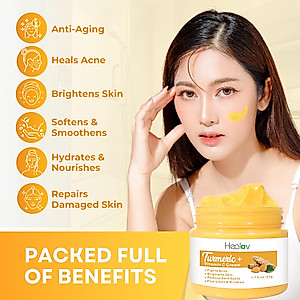 Turmeric Face Cream for Face & Body - All Natural Turmeric Skin Brightening Lotion - Turmeric Cleanses Skin, Fights Acne, Evens Tone, Fades Scars, Sun Damage, & Age Spots - Pure Turmeric Cream Healing