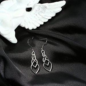 Pure Titanium Earring Hook For Sensitive Ear Fashion Jewelry Copper Celtic Good Luck Knot Drop Earrings For Women(Long Celtic Knot)