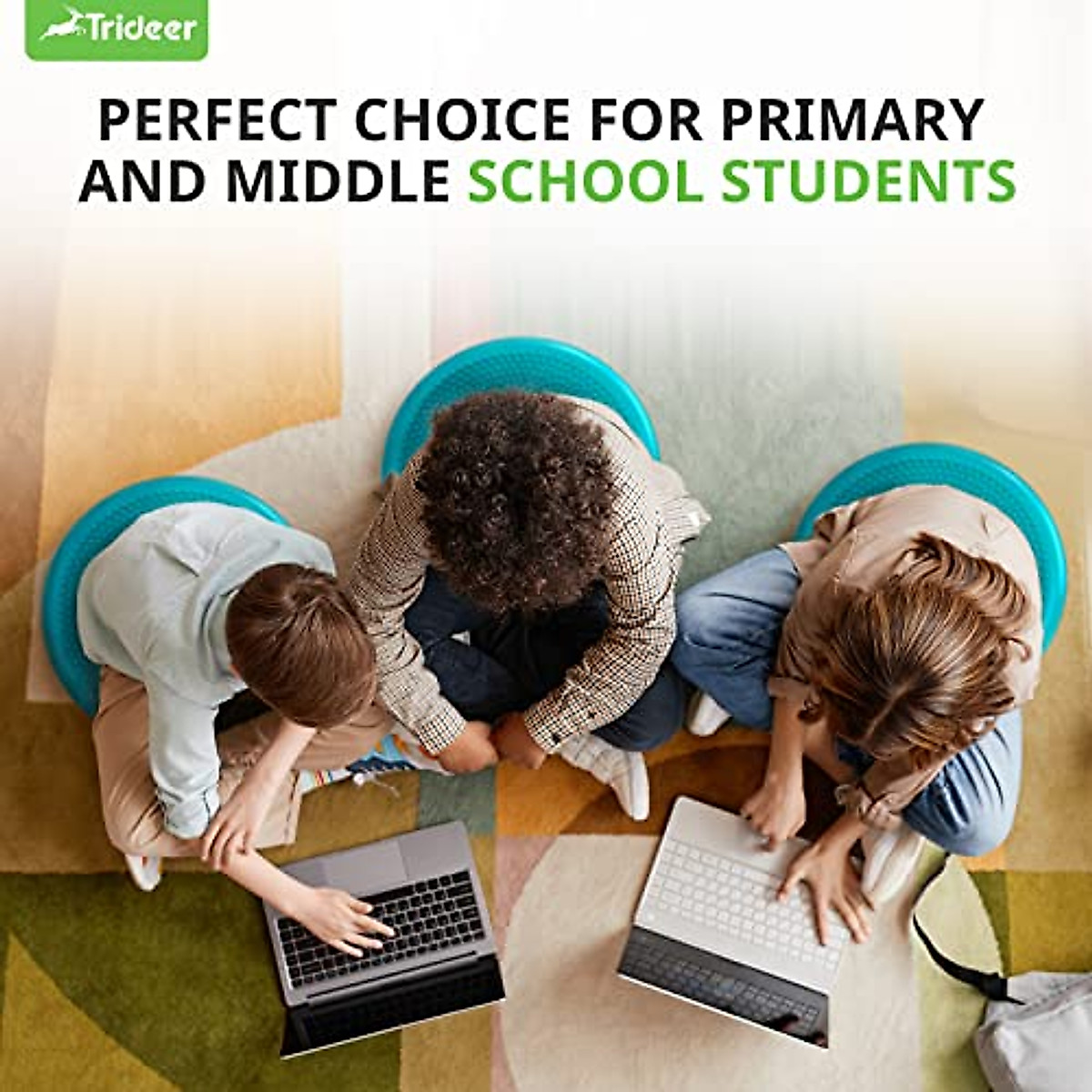 Trideer Inflated Wobble Cushion - Wiggle Seat for Sensory Kids(Multiple Colors), Core Balance Disc (Extra Thick), Flexible Seating for All Age(Office & School & Home)