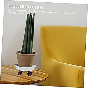 SECFOU 2pcs Mobile Pot Base Serving Tray Round Flower Display Stand Indoor Planters Plant Pot Pallet Pallet Plant Holders Plant Caddy Flowerpot Tray with Wheel Flower Pot Holder