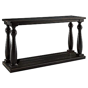 Signature Design by Ashley Mallacar Rustic Cottage Rectangular Sofa Table with Floor Shelf, Black