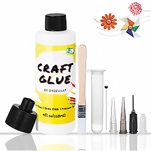 4 Ounces Craft Glue Quick Dry Clear, Precision Craft Glue with 4 Pcs Tips, Anti-Wrinkle Crafting Glue, Craft Glue Bottles with Fine Tip Perfect for Paper Crafts, Card Making and More