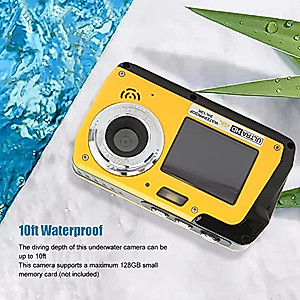 Waterproof Digital Camera, 4K 56MP 18X Digital Zoom 10ft Waterproof Front and Rear Dual Screen Camera,1700mAh Rechargeable Battery,for Boys Girls Toys Gifts