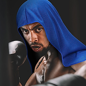 Bencailor 6 Pcs Cooling Hoodie Towel for Face Sport Hood Towel Cooling Towels Neck Cooler Cooling Neck Wraps Soft Breathable Chilly Camping Towels Absorbent Microfiber Towel (Gray/Royal Blue/Black)