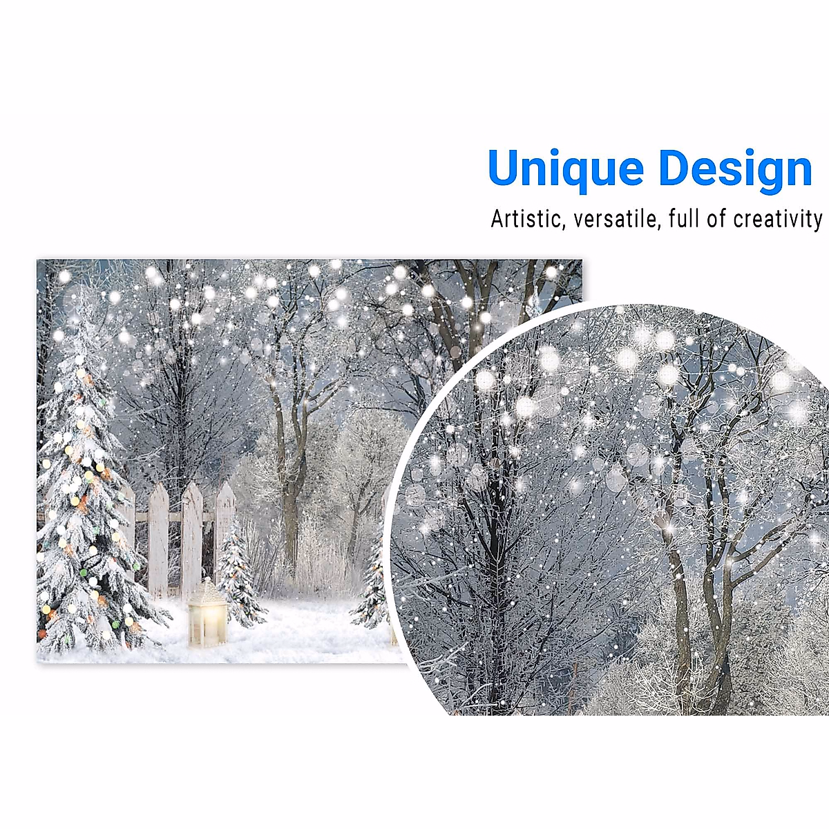 Funnytree 8x6FT Winter Photography Backdrop Glitter Snowy Forest Pine Tree Background Let It Snow Christmas Xmas Holiday Party Decor Banner Portrait Studio Booth Photobooth Props