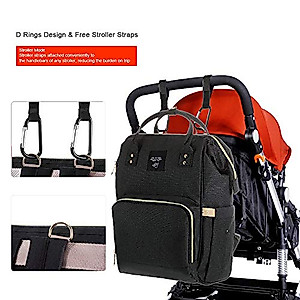 Arolly Multi-Function Waterproof Diaper Bag Travel Backpack Nappy Tote Bags for Baby Care, Large Capacity, Stylish and Durable (Black)