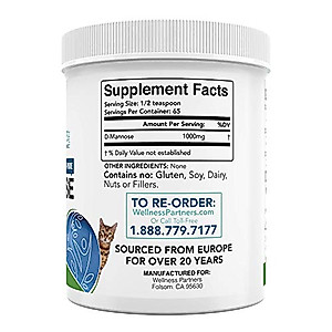 WellnessPartners UTI Pets Pure D-Mannose Non GMO Organic Source Powder 65gram jar
