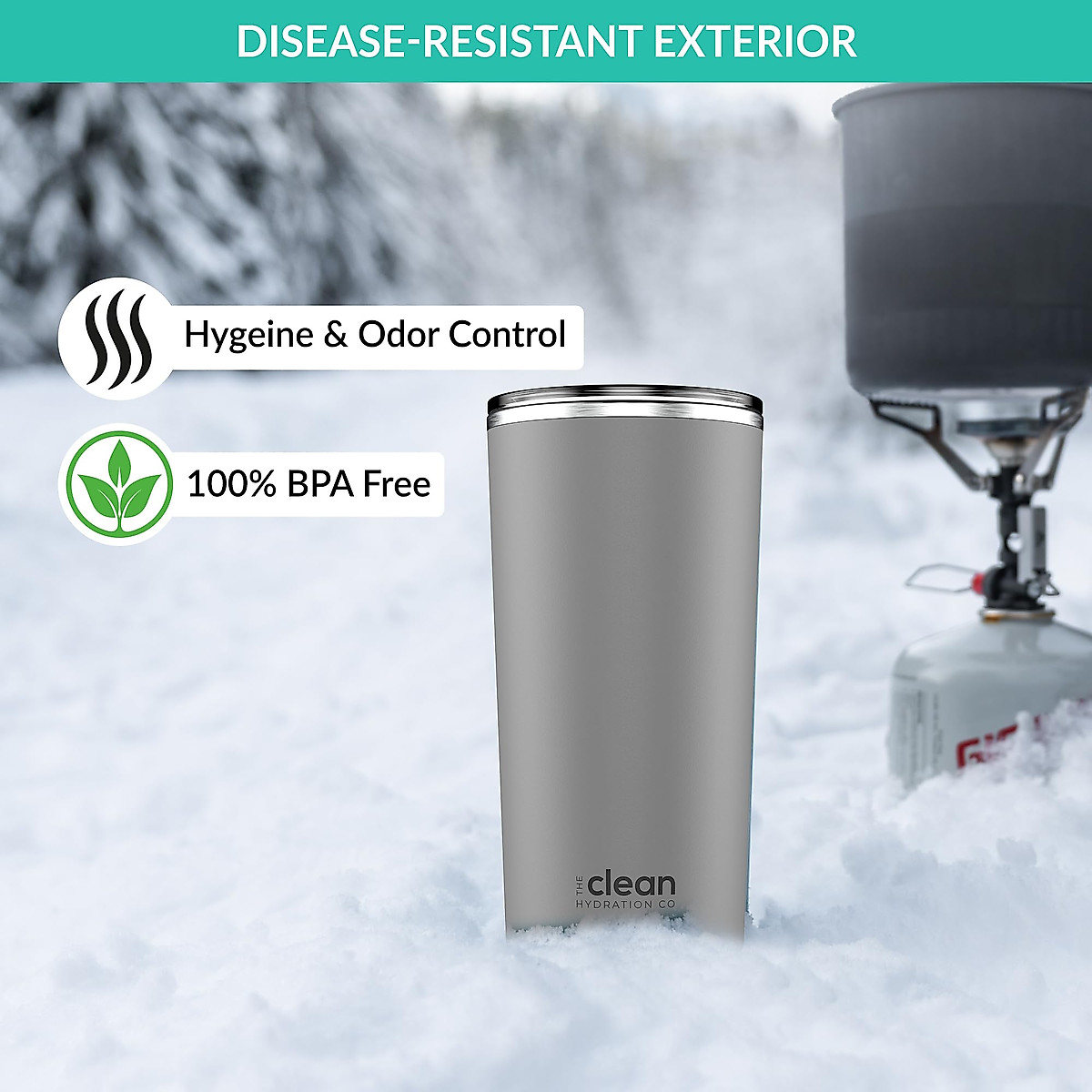 The Clean Hydration Company Tumbler Insulated with Lid, Double-Wall Vacuum, 20 Oz Travel, Office Tumbler, Hot & Cold Drinks, Ceramic Interior, Spill-Proof, BPA-Free, No Metal Taste