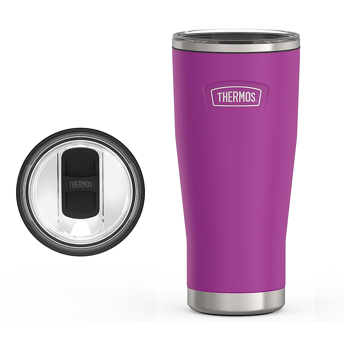 THERMOS ICON SERIES Stainless Steel Cold Tumbler with Slide Lock, 24 Ounce, Plum