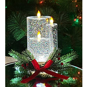 Christmas Tabletop Decor, Snow Globe Water Spinning LED Lighted Candles, Battery Operated (not Included) (6.8" H x 4.8" W x 4.8" D) by Moments in Time