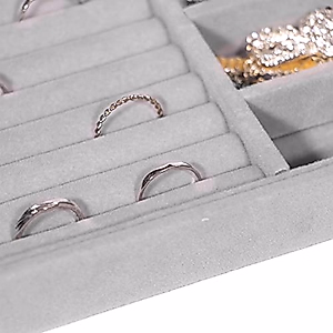 DIOMMELL Set of 9 Stackable Velvet Jewelry Trays Organizer, Jewelry Storage Box Display Trays Showcase Holder Closet Dresser Drawer Organizer for Earring Necklace Bracelet Ring Accessary
