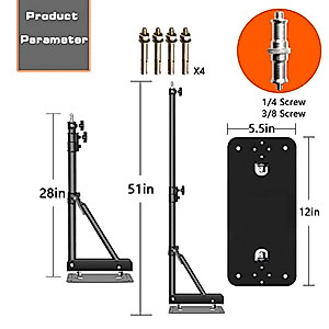 Wall Mounting Triangle Boom Arm for Ring Light, Support 180° Flexible Rotation, 28-51in Adjustable Length, Save Space, for Monolight, Softbox, Umbrella and Reflector