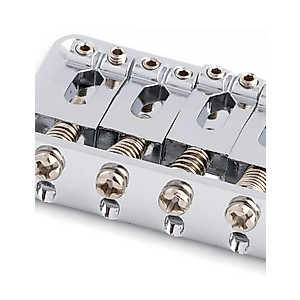 Metallor Top Load Guitar Bridge Tailpiece Fixed Hardtail Saddle Bridge Compatible with 6 String Fender Strat Tele Style Electric Guitar Parts Chrome.