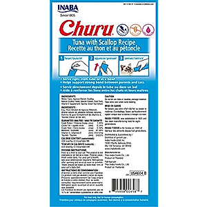 INABA Churu Tuna with Scallop Recipe Lickable Purée Natural Cat Treats 12 Tubes