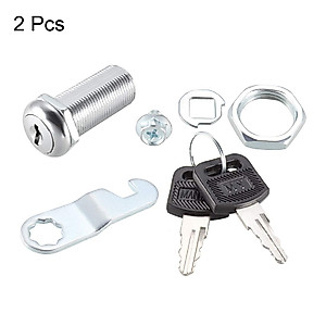 uxcell Cam Lock 1-1/2" Cylinder Long Cabinet Locks with No.1 Cam, Fits on 1-3/8" Max Thick Panel, Keyed Different 2Pcs