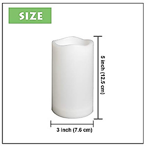 1 Pack Outdoor Flameless Pillar Candle with Remote and Timer Waterproof Battery Operated Electric LED Candle Set for Gift Home Décor Party Wedding Supplies Garden Christmas Decoration, 3” x 5”