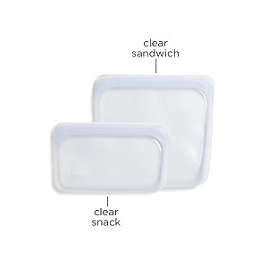 Stasher Premium Silicone Reusable Food Storage Bags, 2-Pack, Clear | Multi-Use Food Storage Bags, Lunch Bag, Travel Containers | BPA Free, Leak-free, Dishwasher-Safe, Eco-friendly