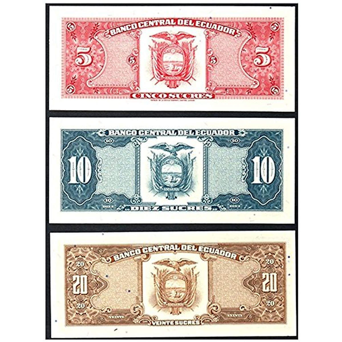 EC 1988 ECUADOR FLAWLESS 1988-99 COMPLETE DENOMINATION SET! 11 DIFF SCARCE BANKNOTES!! Gem Crisp Uncirculated