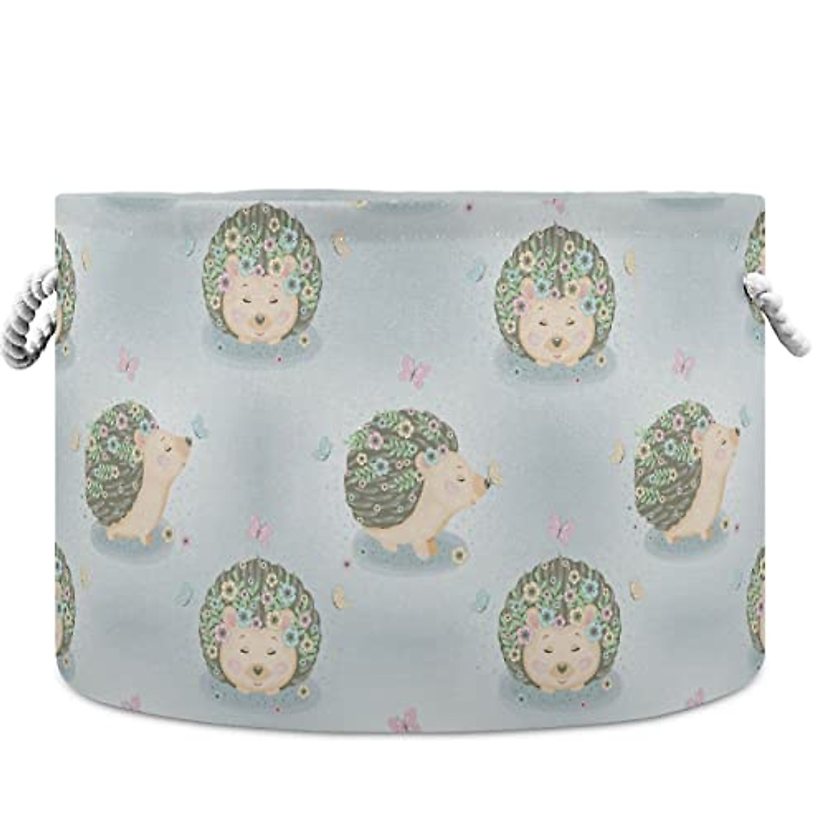 visesunny Hedgehog Spring Flower Meadow Laundry Baskets Fabric Storage Bin Storage Box Collapsible Storage Basket Toy Clothes Shelves Basket for Bathroom,Bedroom,Nursery,Closet,Office