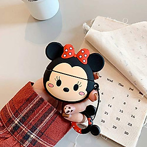 AKXOMY Compatible with Airpods Pro Case Cover,Cute 3D Funny Cartoon Minnie Mouse Airpods Pro Case,Kawaii Fun Lovely Design Skin,Cases for Girls Kids Teens Boys Air pods Pro (Q-Minnie)