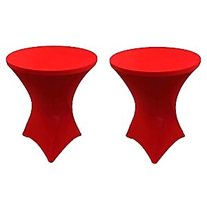 Gowinex 2 Pack Red 32x42 inches Cocktail Highboy Spandex Fitted Stretch Tablecloth Table Cover Wedding Event Party