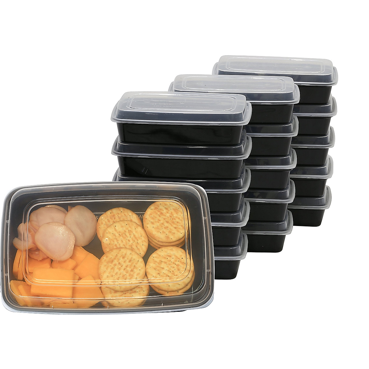 16 Pack - SimpleHouseware 1 Compartment Food Grade Meal Prep Storage Container Boxes, 28 Ounces