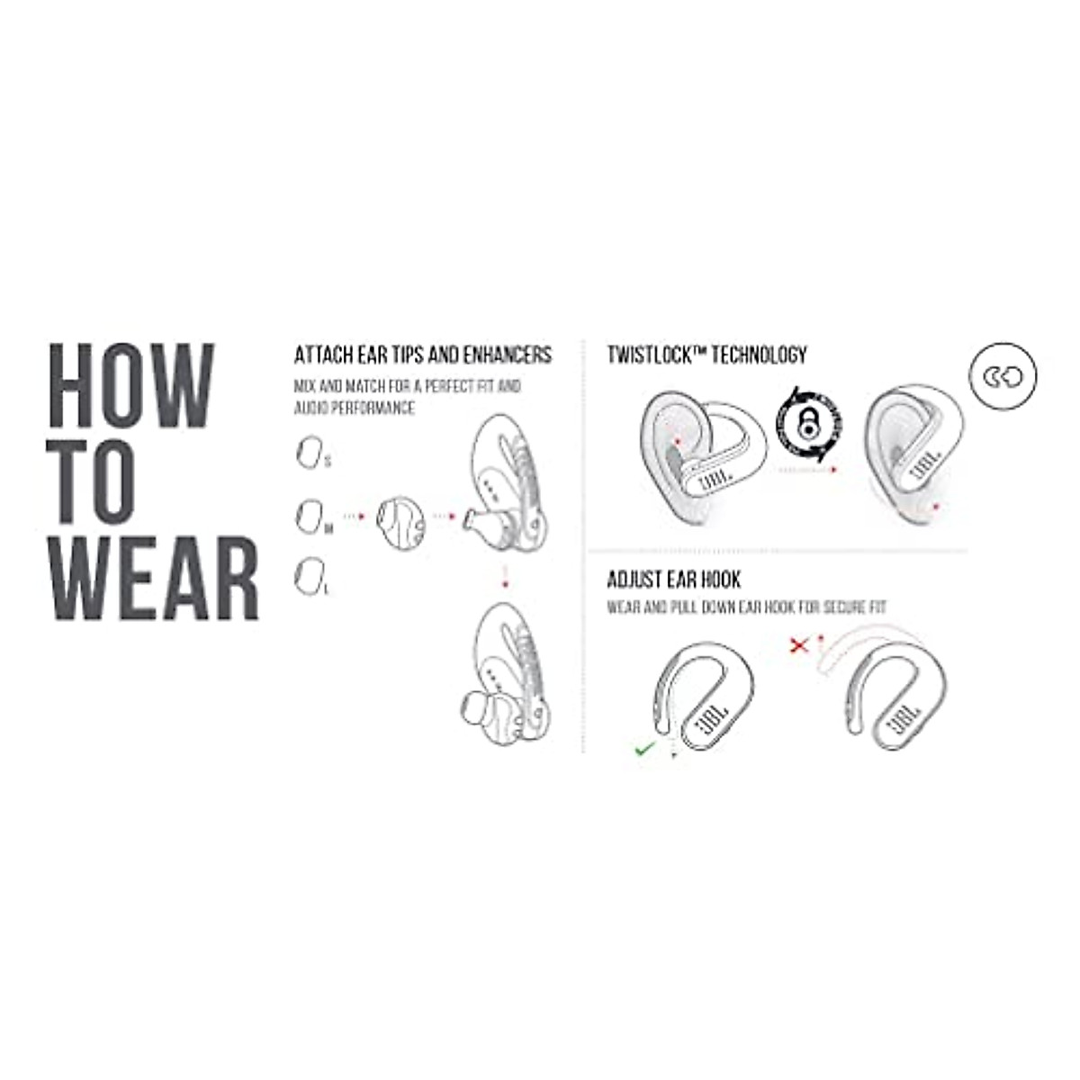 JBL Endurance Peak II - Waterproof True Wireless in-Ear Sport Headphones - Black