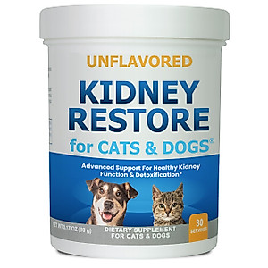 Kidney Restore Cats & Dogs Unflavored for Supporting Normal Kidney Function, Creatinine, Pet Renal Kidney Health Supplement Felines Canines