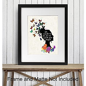 She Remembered Who She Was and The Game Changed Wall Art Poster 11x14 - Uplifting Inspirational Positive Quotes - Motivational Encouragement Gifts for Women, Girls Room, Bedroom - Butterfly Wall Decor