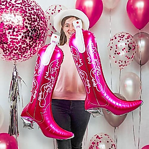 HOUSE OF PARTY Cowgirl Boot Balloons 2 Pcs - 30 Inch Pink Boot Foil Balloon for Last Rodeo Bachelorette Party Decorations, Cowgirl Balloons for Western Themed Birthday Party Decorations Supplies