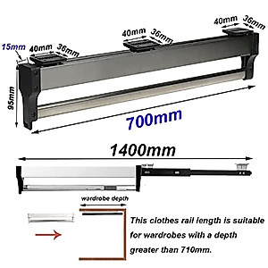 Retractable Clothes Rail 30-80cm, Steel Retractable Wardrobe Rod For Pants Clothes Storage, Wardrobe Adjustable Hanger Rod Saves Space, Load 25kg (Size : 700mm/27.56inch)
