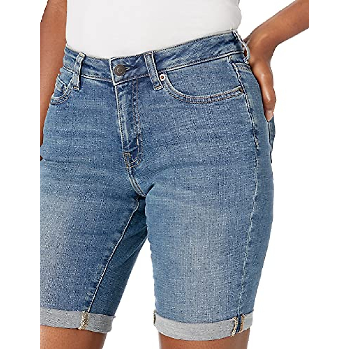 Amazon Essentials Women's 9" Denim Bermuda Shorts, Medium Wash, 16