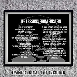 Einstein Quotes Wall Art-"Logical Life Lessons"- 8 x 10" Art Wall Print- Ready to Frame. Thinking Home Décor, Studio & Class Décor. Perfect Gift for Motivation & Inspiration with Einstein Image.