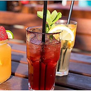 [400 Pcs] Black Individually Wrapped Disposable Plastic Straws(7.5" longX0.23" diameter)