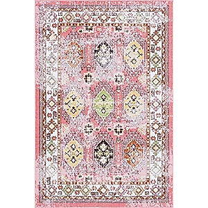 Unique Loom Aarhus Collection Area Rug - Southwestern (5' 1" x 7' 10" Rectangle, Rose/ Green)