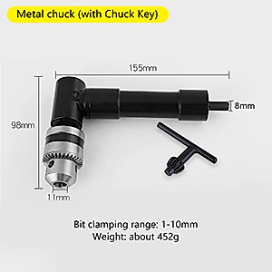 Aluminum Head Right Angle Bend Extension Chuck 90 Degree Drill Attachment Adapter 8mm Hex Shank Power Electric Drill Tool